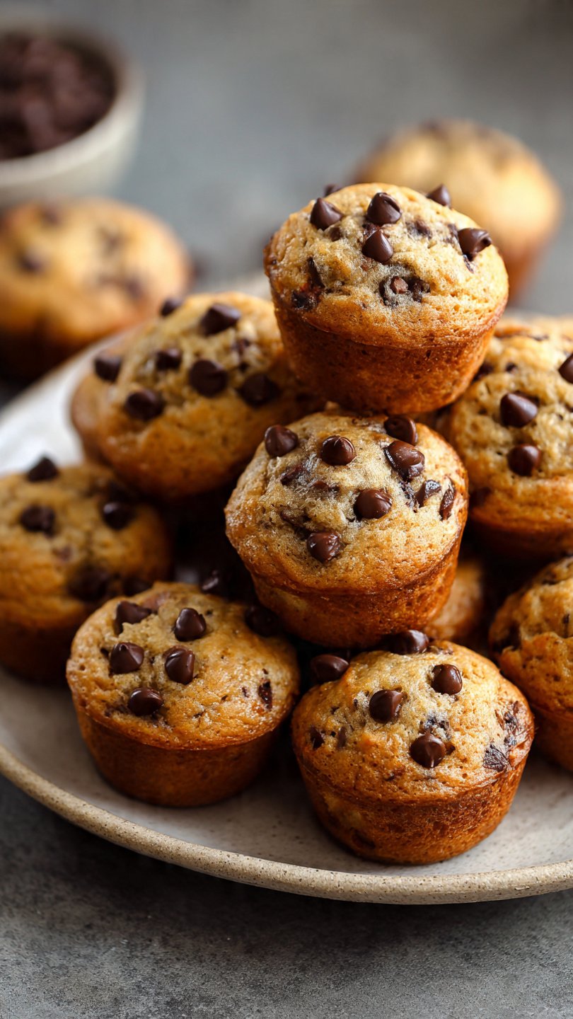 Mini Banana Muffins with Chocolate Chips